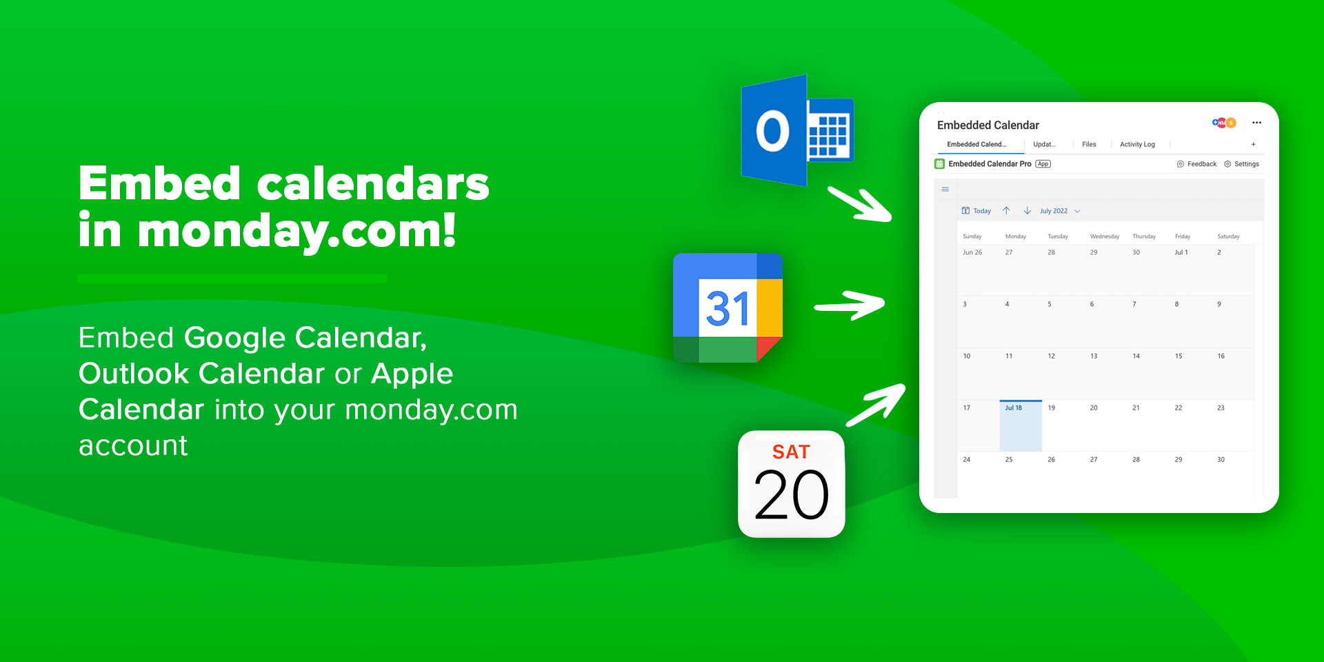 Embedded Calendar Pro • apps for monday.com